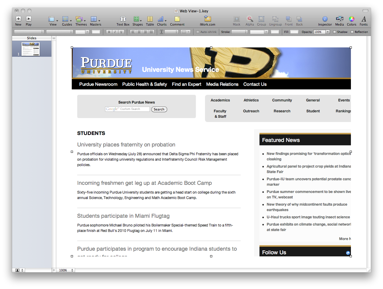 Using Web View in Keynote 09 — Purdue IT | Client Support Services | Engineering, Polytechnic ...